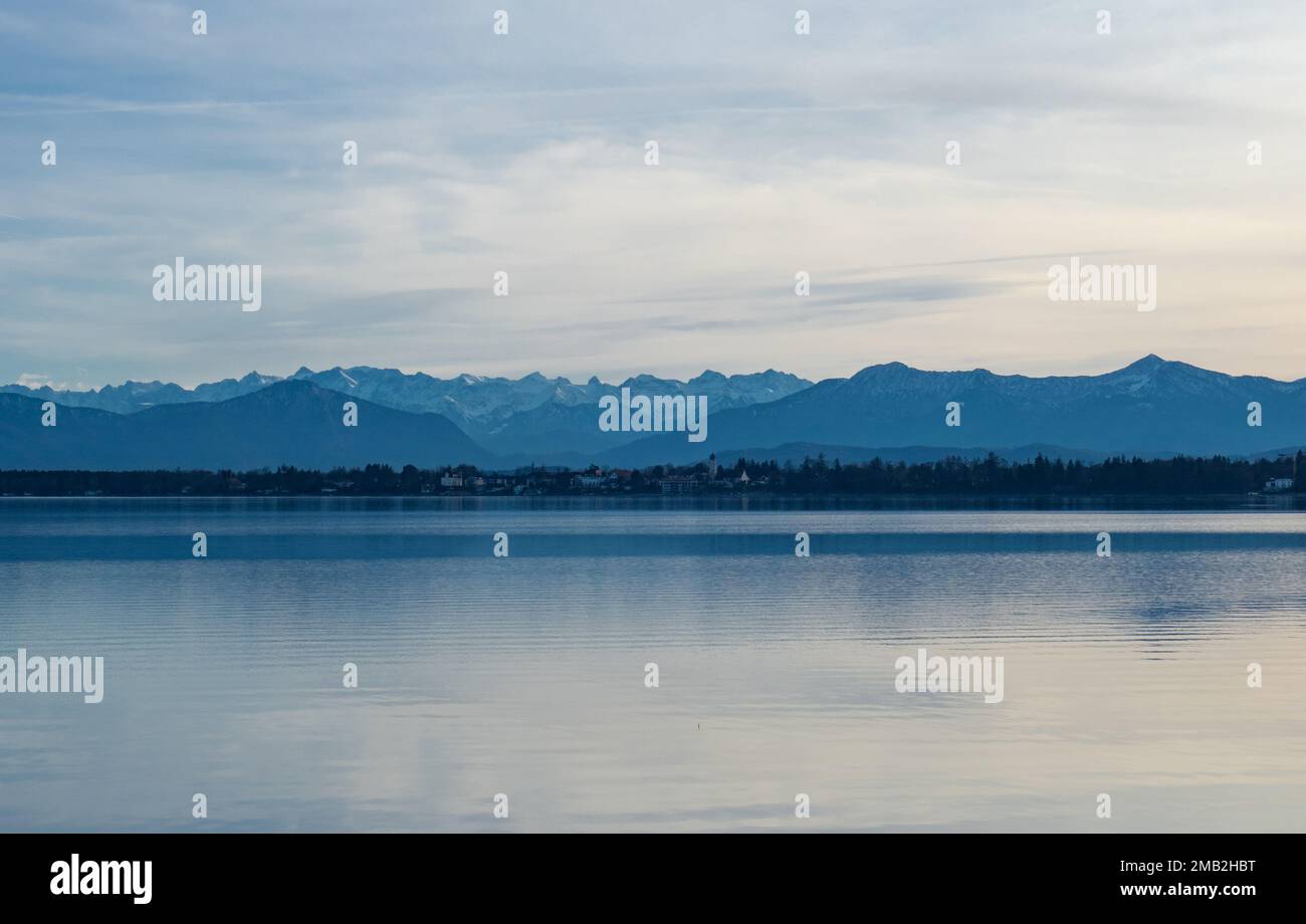Starnberger See, Germany - December 30th 2022: Flat water surface of ...