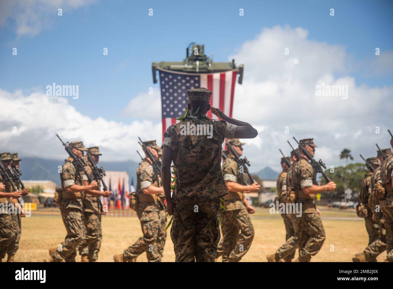 U.S. Marine Corps Lt. Col. Osman Sesay, incoming commanding officer ...