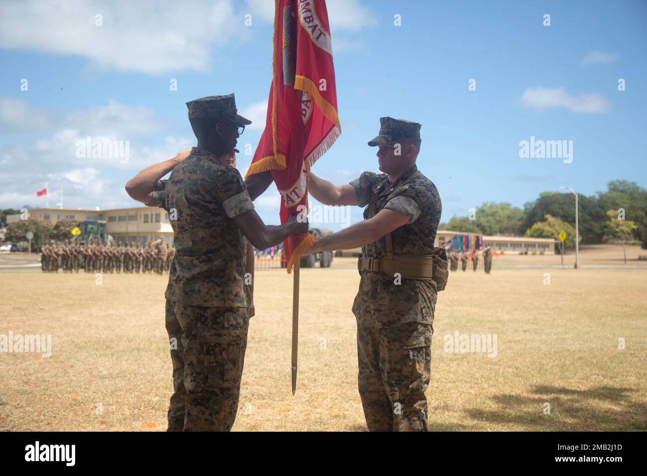 U.S. Marine Corps Lt. Col. Osman Sesay, left, incoming commanding ...