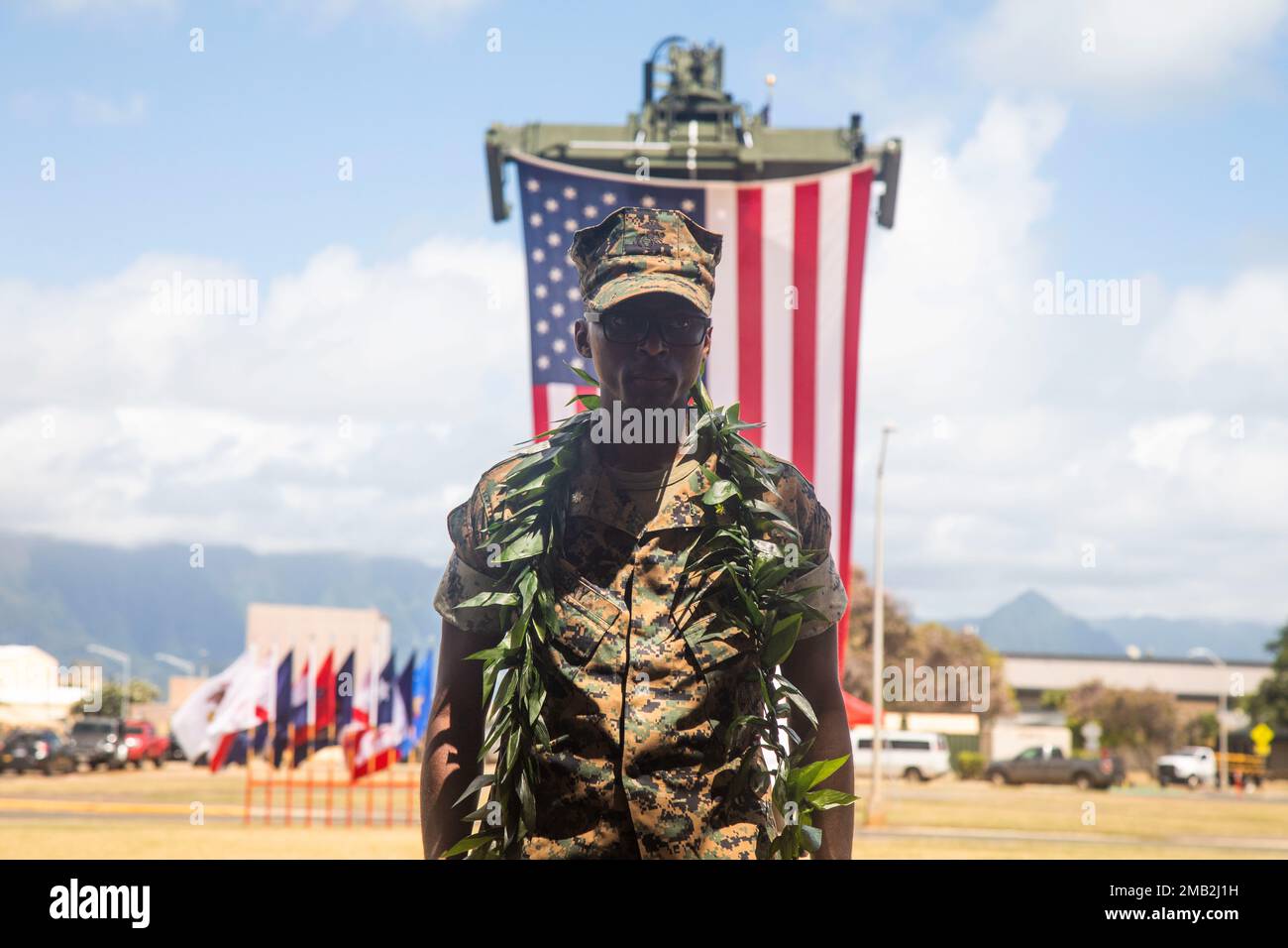 U.S. Marine Corps Lt. Col. Osman Sesay, incoming commanding officer ...