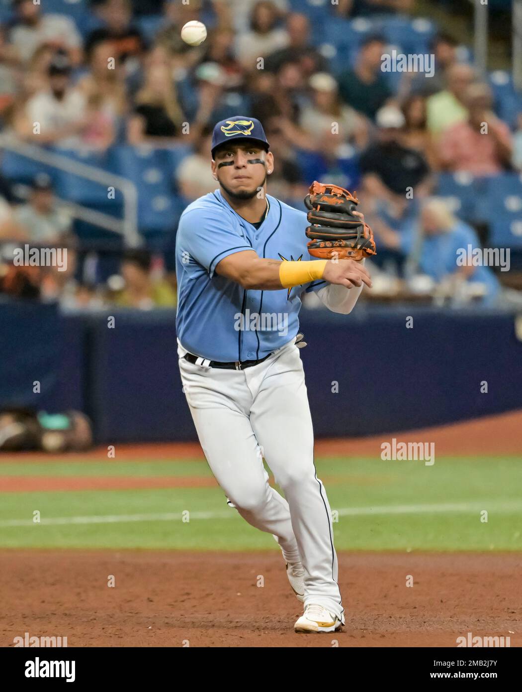 Tampa Bay Rays infielder Isaac Paredes makes a play during a baseball ...
