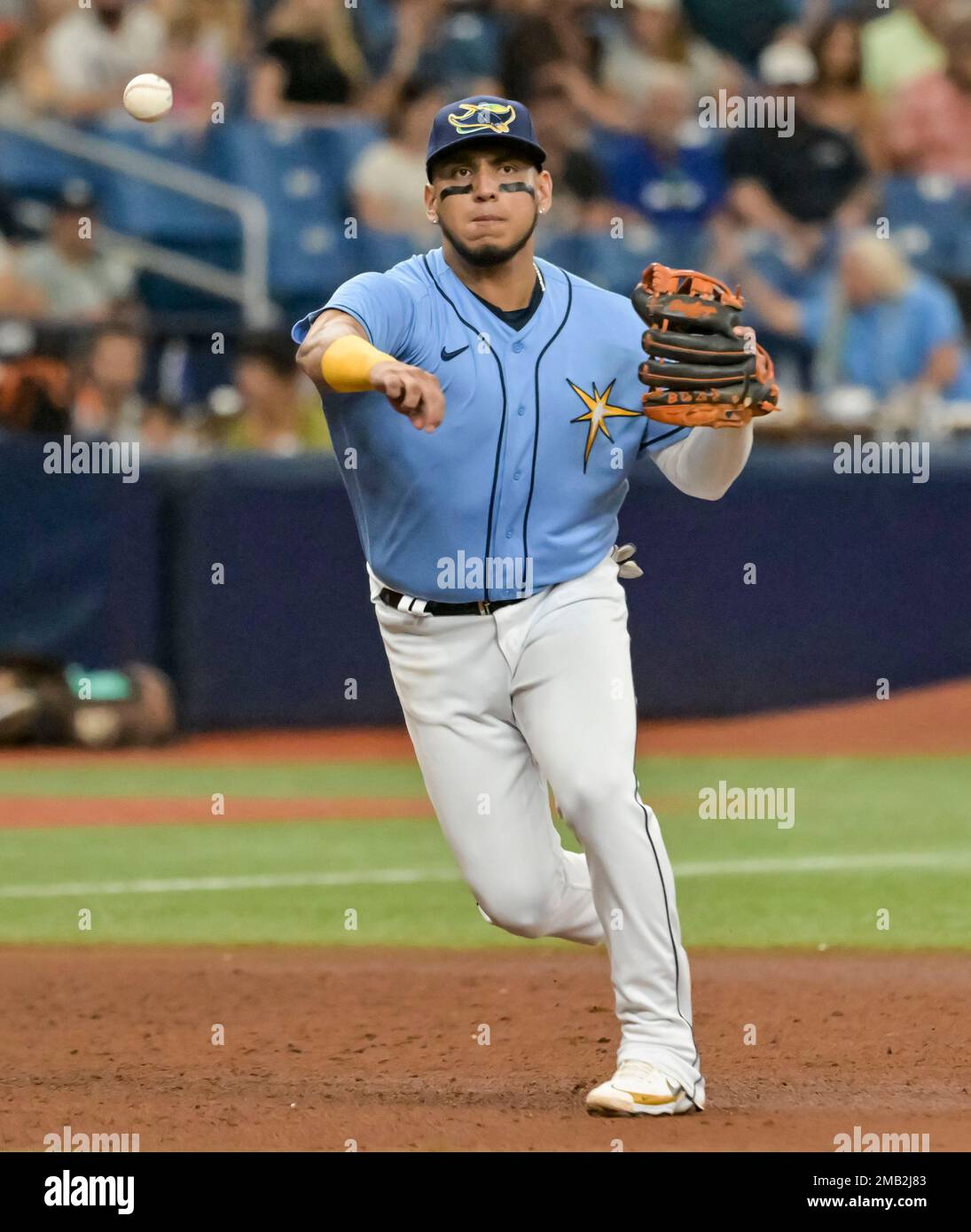 Tampa Bay Rays infielder Isaac Paredes makes a play during a baseball ...