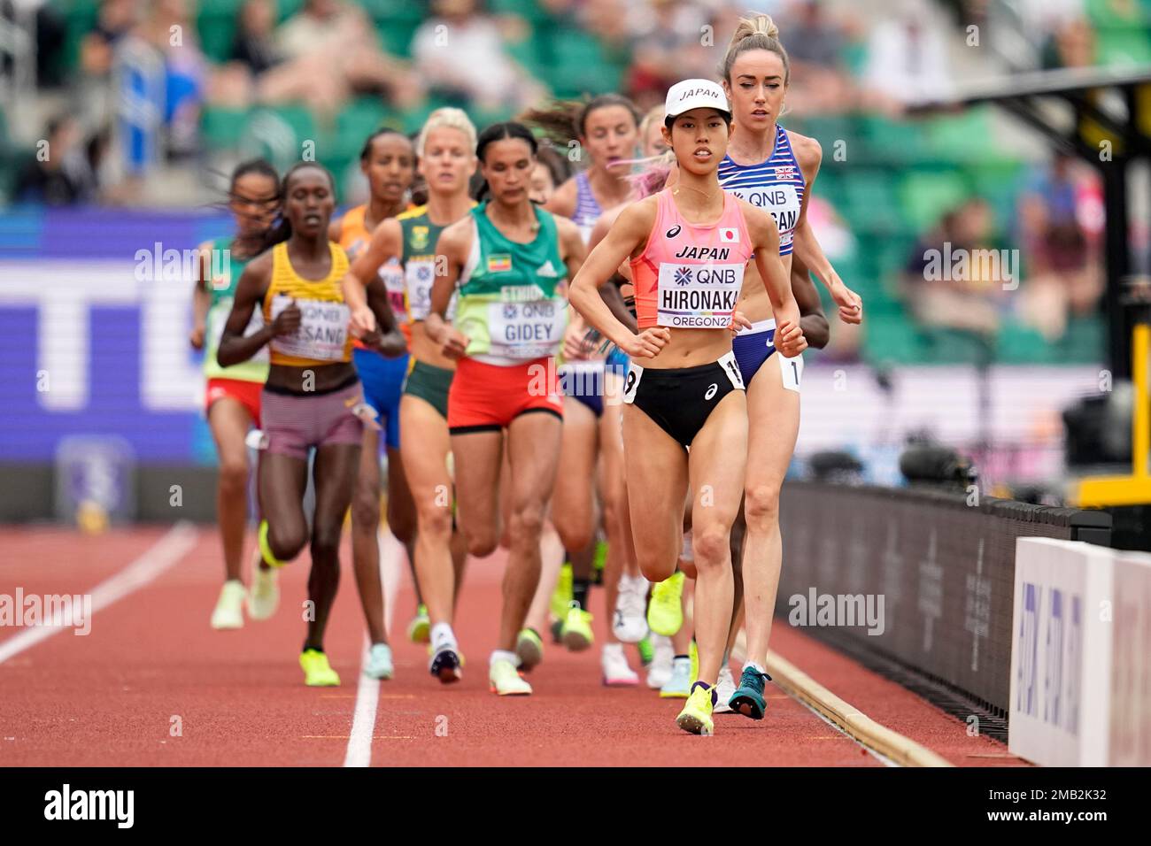 Ririka Hironaka, of Japan, competes in the women's 10000-meter run ...