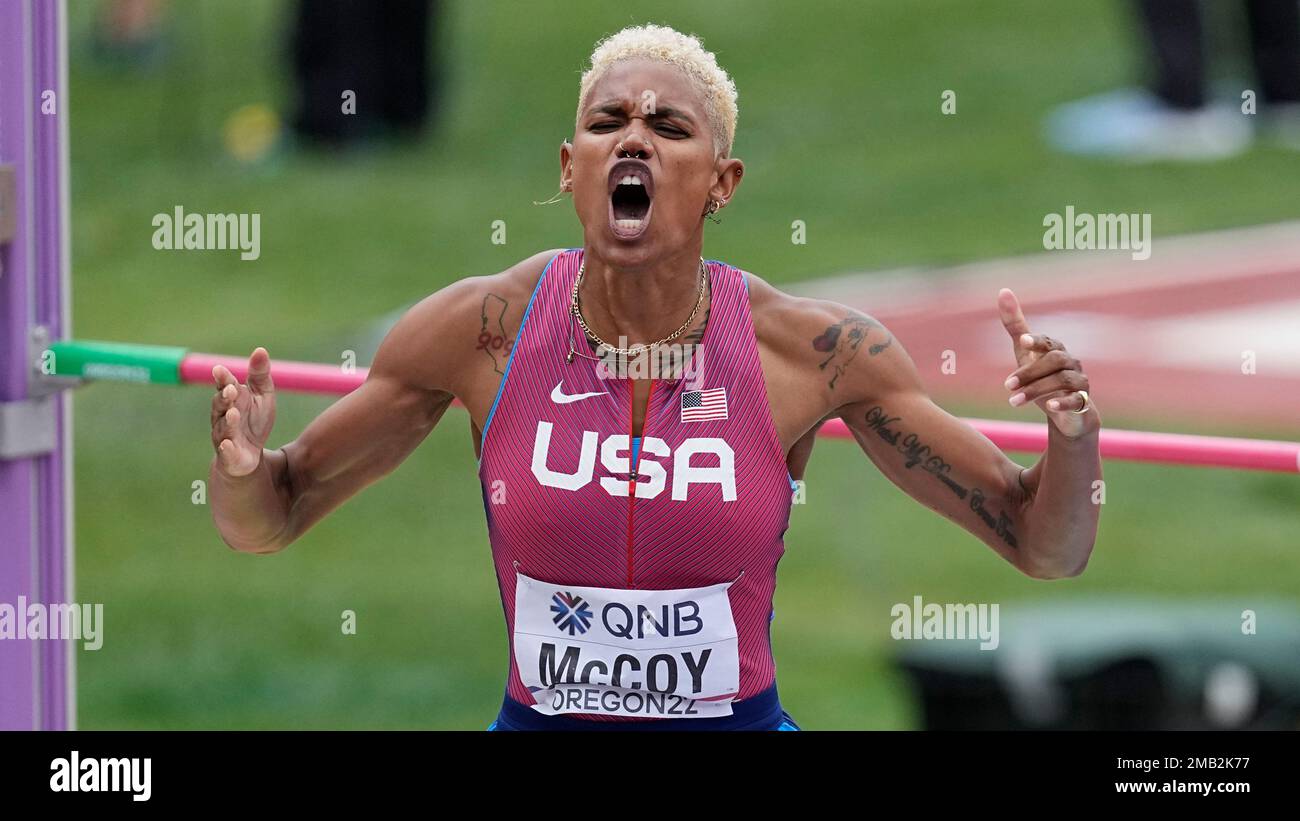 Rachel Mccoy, of the United States, competes during qualifying for the ...