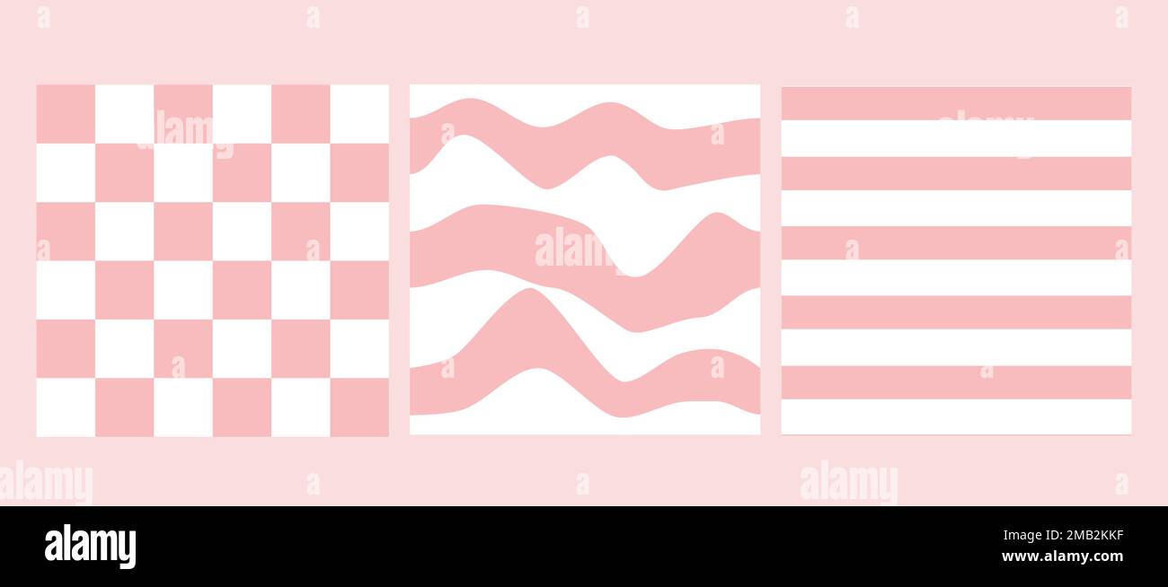 Pink seamless patterns set for y2k emo baby girl style. Pink waves ...