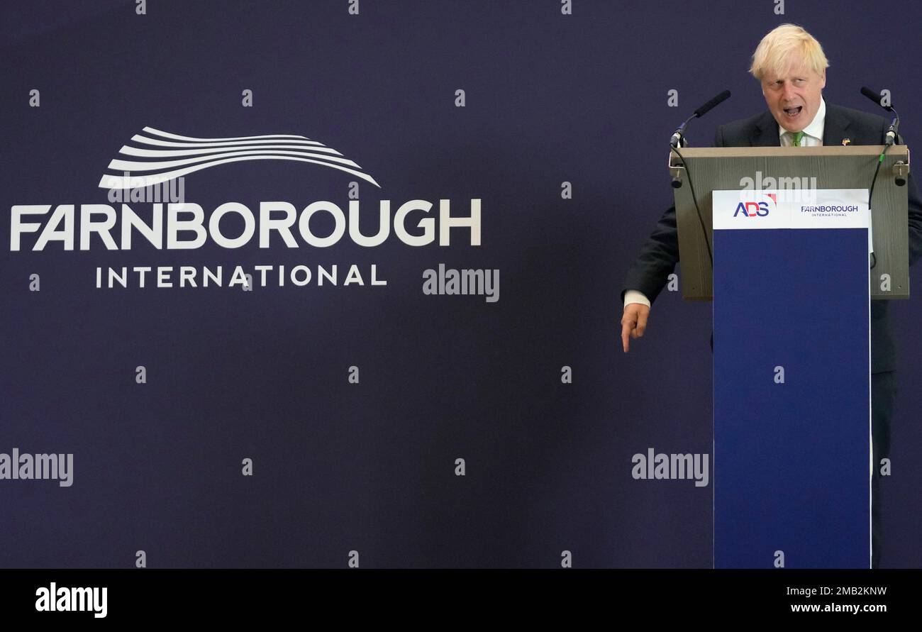 Britain's Prime Minister Boris Johnson speaks as he attends the ...
