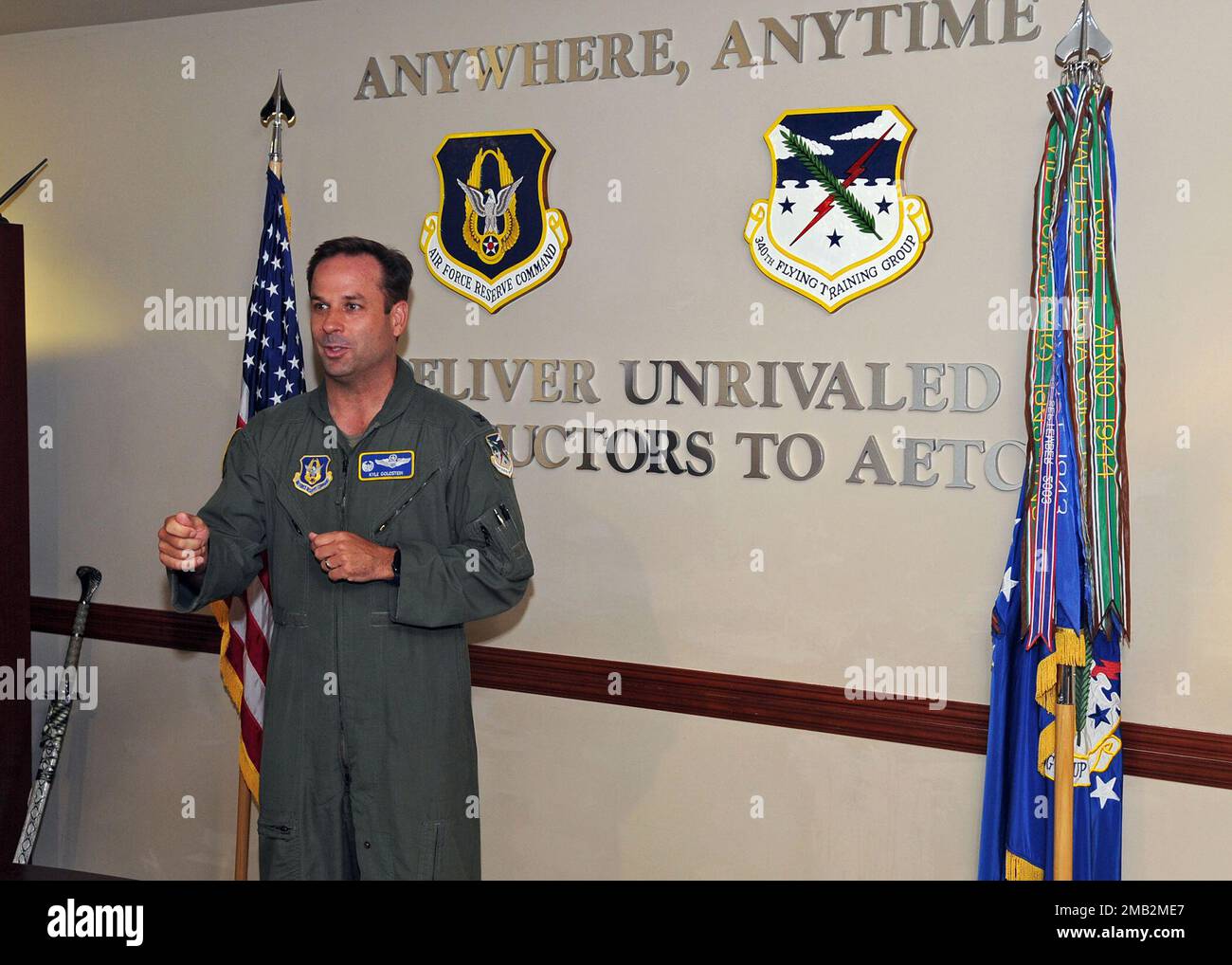 Col. Kyle Goldstein, 340th Flying Training Group commander, addresses ...
