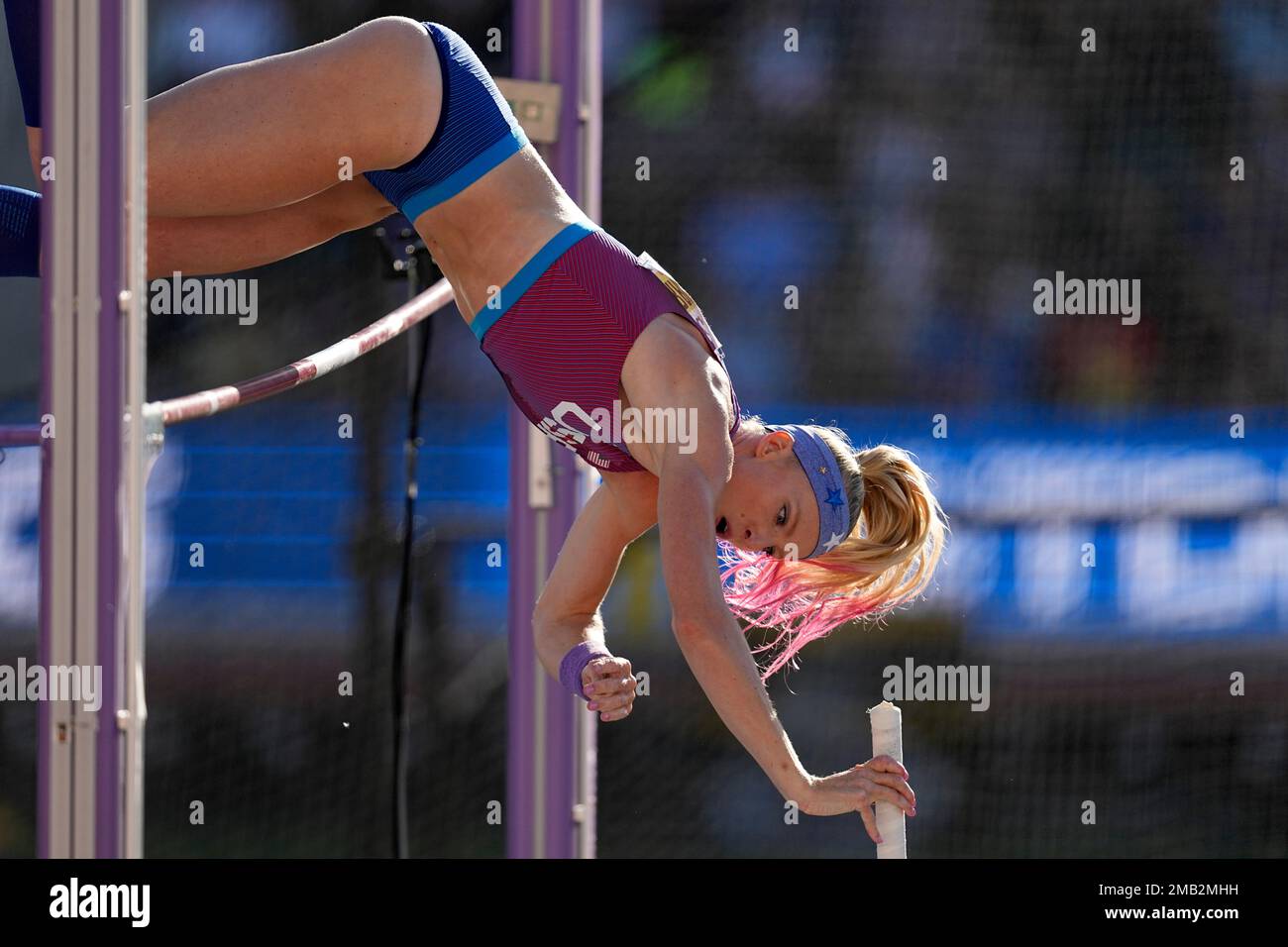 Sandi Morris, of the United States, competes during the women's pole ...