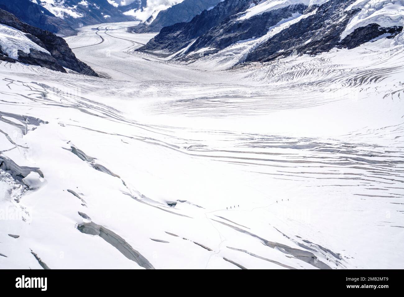 Overlook over the Aletsch Glacier from the Jungfraujoch, Bernese Alps ...