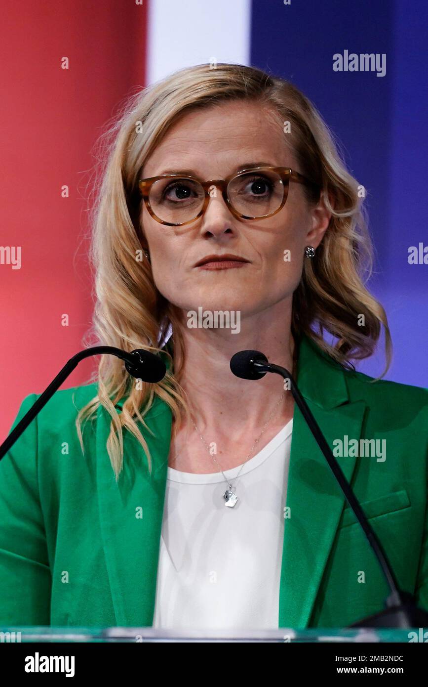 Sarah Godlewski participates in a televised Wisconsin Democratic U.S ...