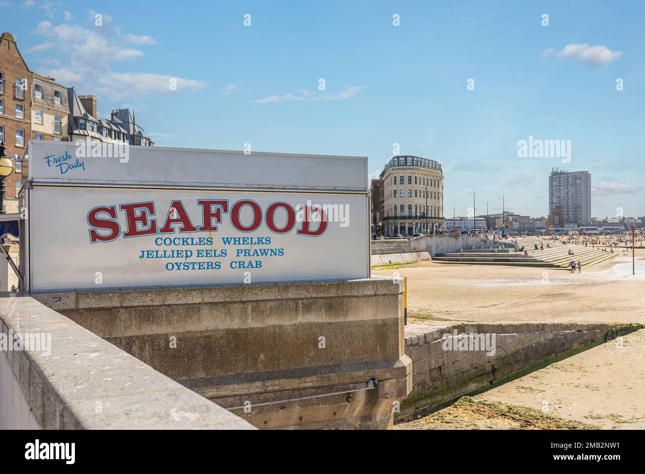 seafood sign buy the main beach at margate during a summer heat wave ...