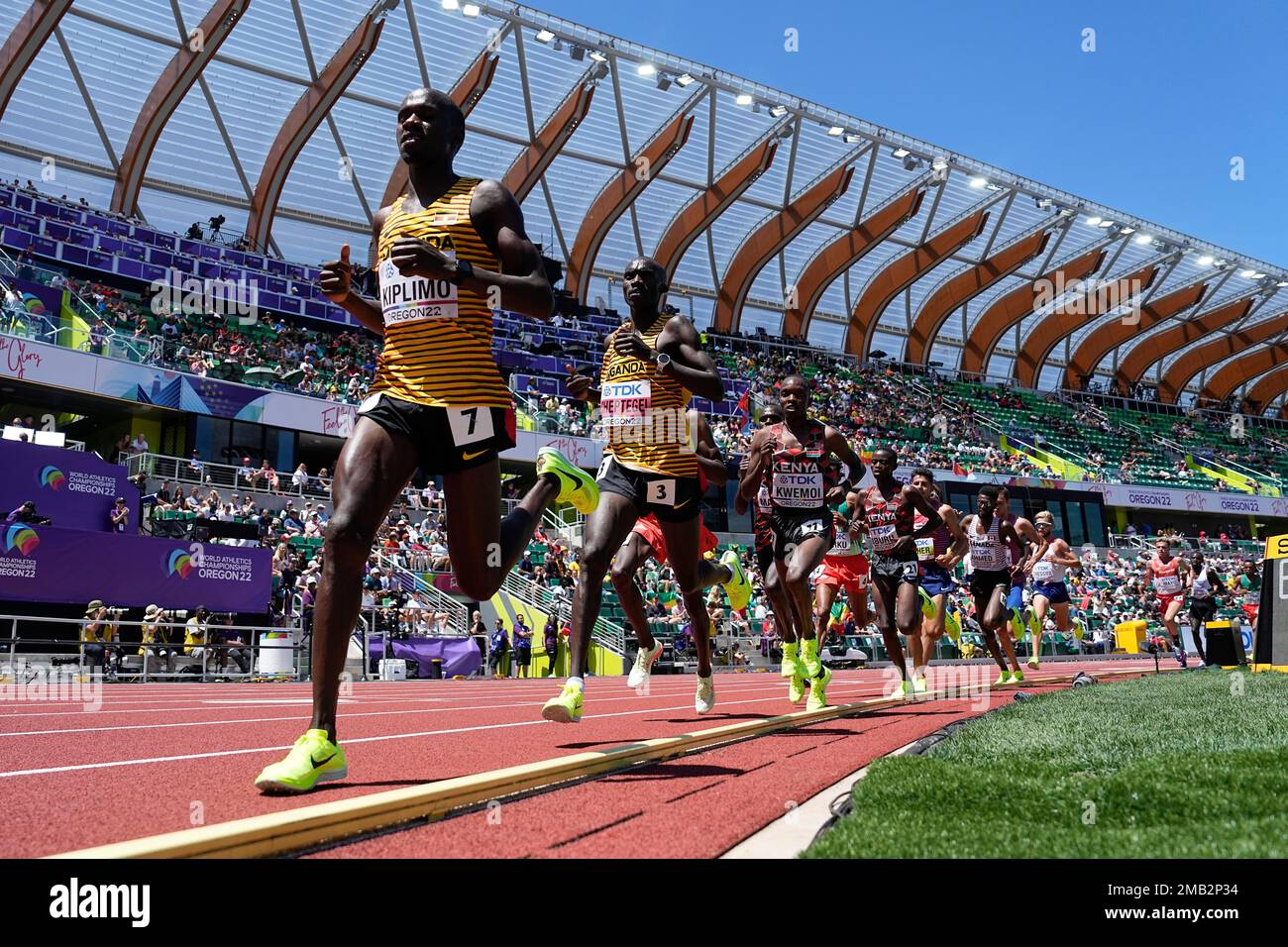 Jacob Kiplimo, of Uganda, competes in the men's 10000-meter run final ...
