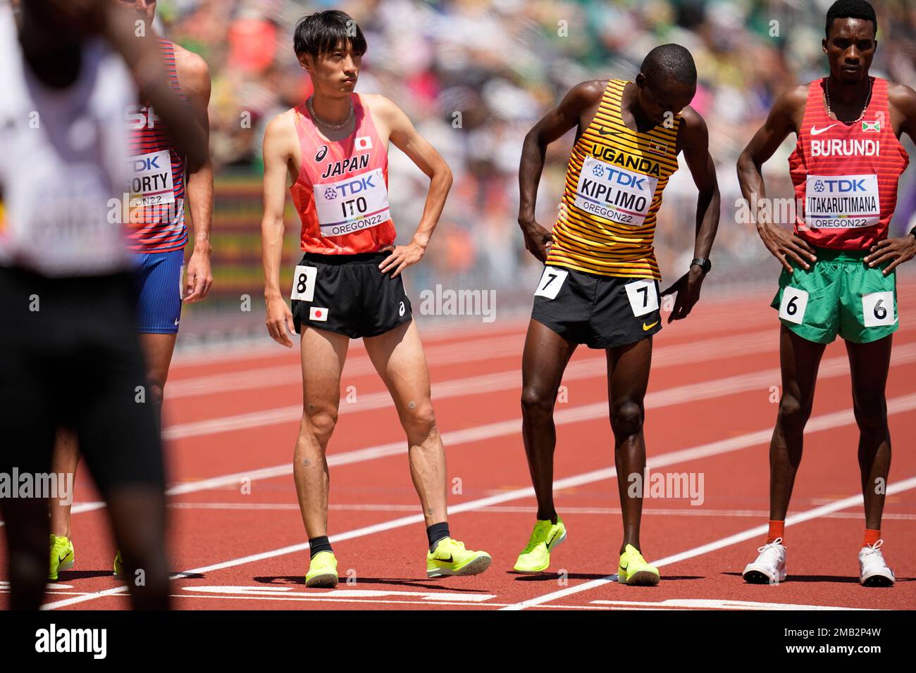 Tatsuhiko Ito, of Japan, prepares for the men's 10000-meter run final ...