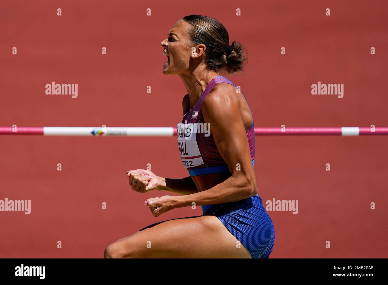 Anna Hall, of the United States, competes during in the women's ...