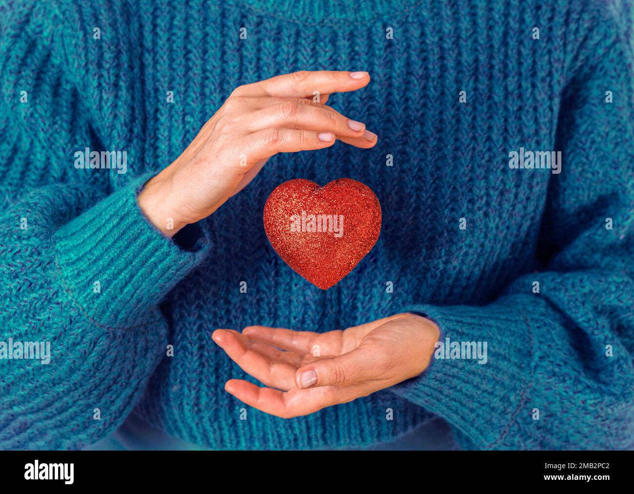 woman hands holding giving red heart shape. People, love, charity ...
