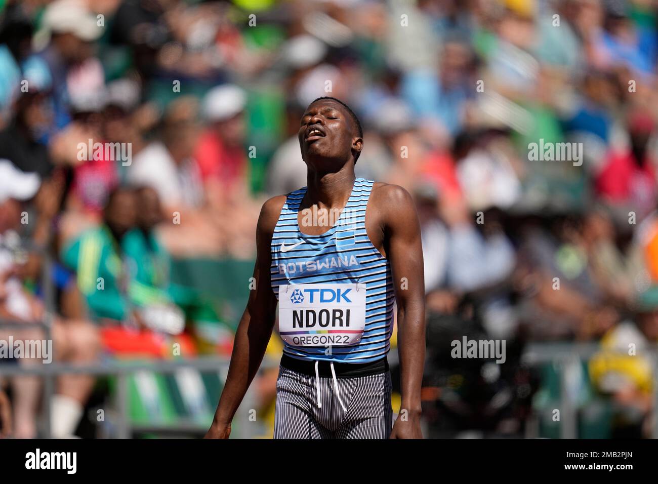 Bayapo Ndori, of Botswana, wins a heat in the men's 400-meter run at ...