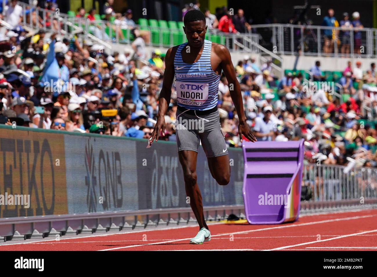 Bayapo Ndori, of Botswana, wins a heat in the men's 400-meter run at ...