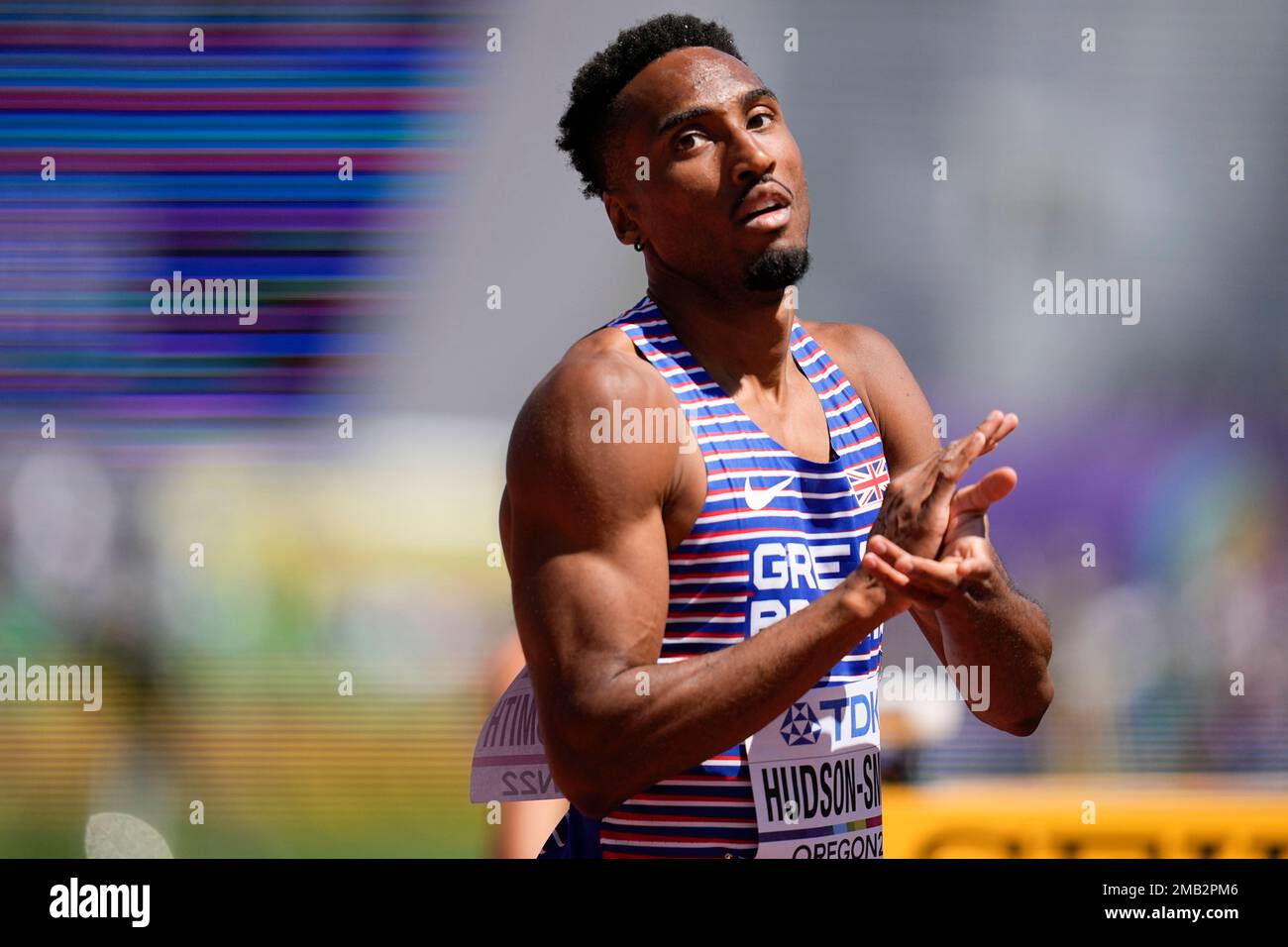 Matthew Hudson-Smith, of Britain, wins a heat in the men's 400-meter ...