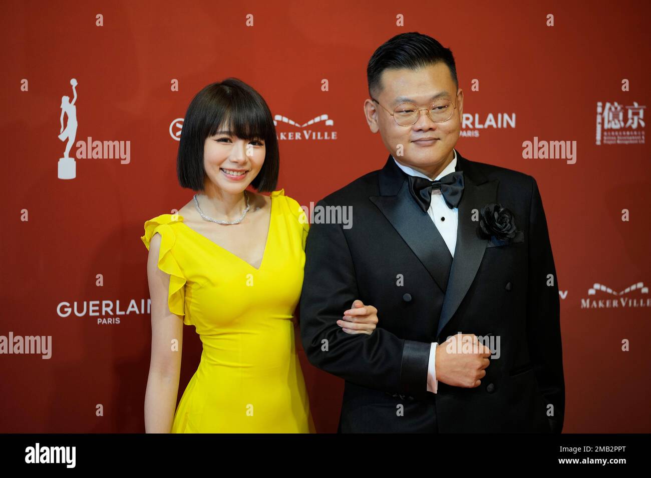 Hong Kong actor Michael Ning, right, and Malaysia actress Lin Min-chen ...