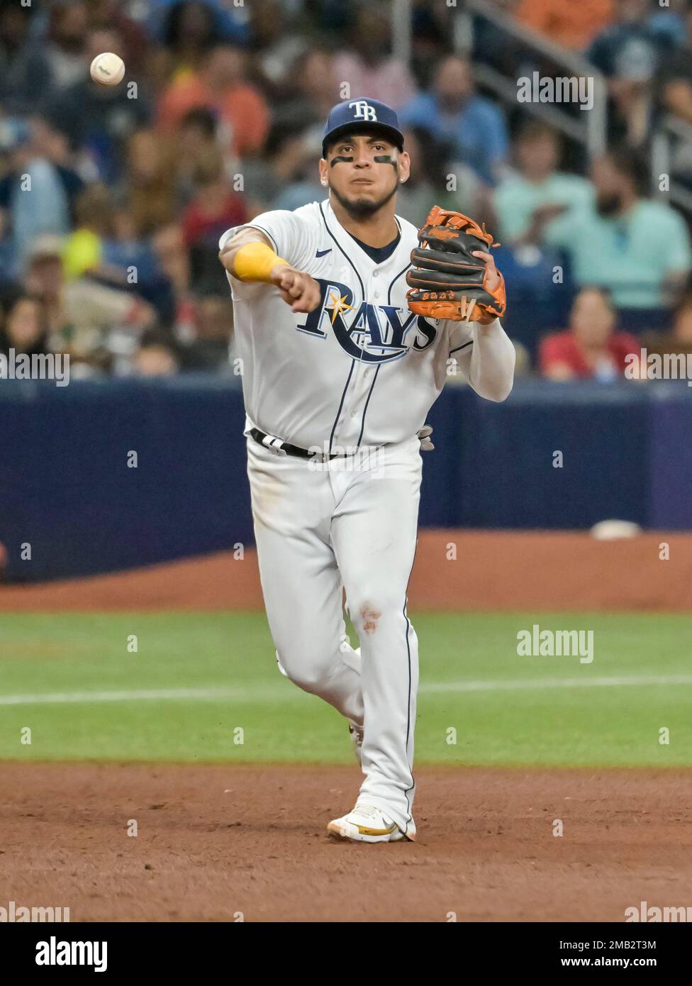 Tampa Bay Rays infielder Isaac Paredes makes a play during a baseball ...
