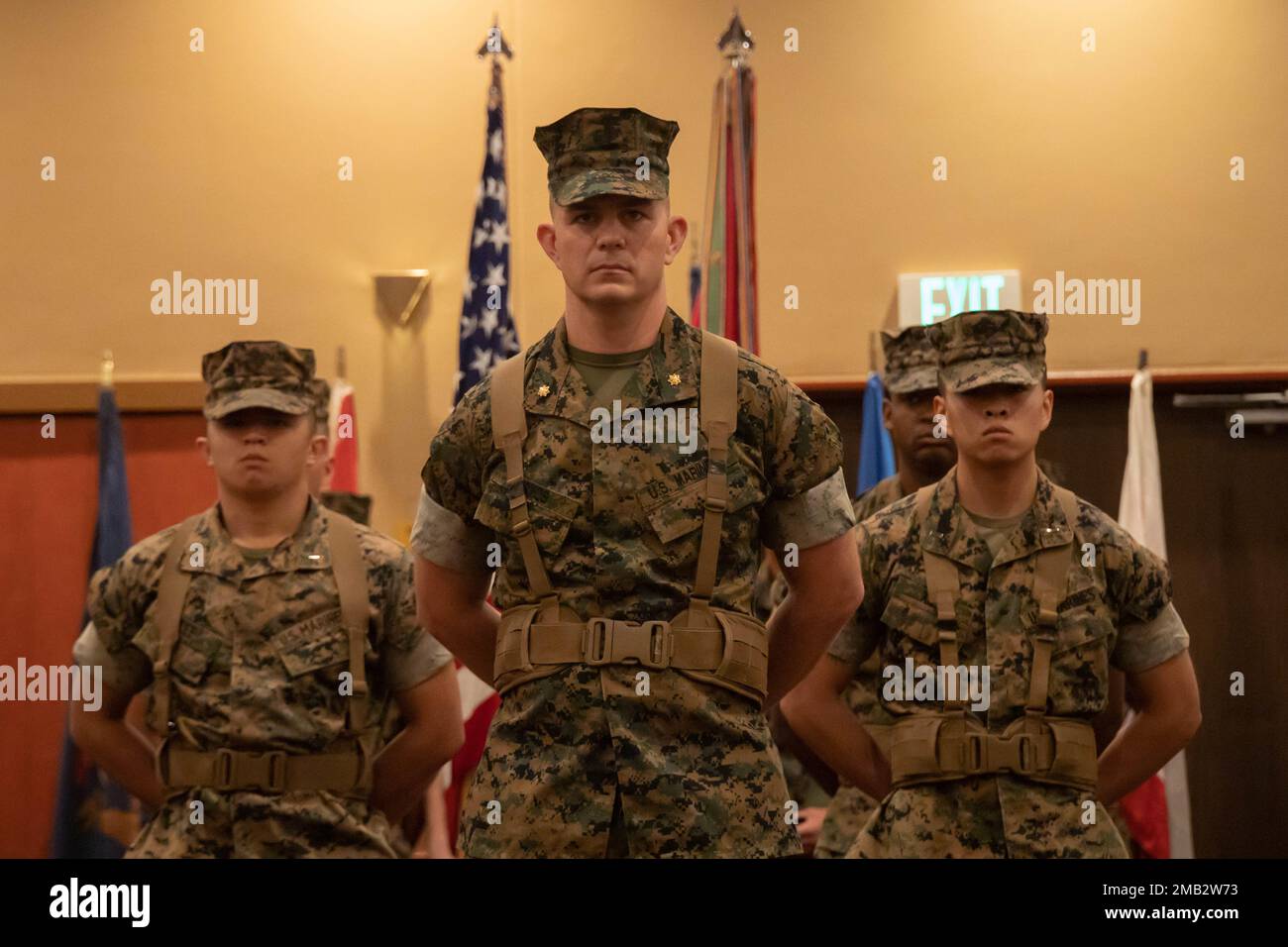 U.S. Marines conduct a change of command ceremony on Camp Kinser ...