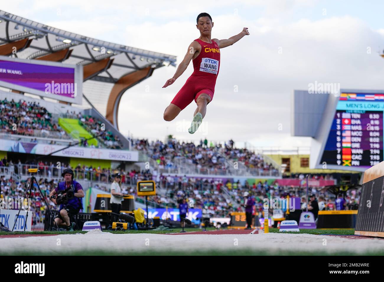 Wang Jianan, of China, competes during the men's long jump final at the ...