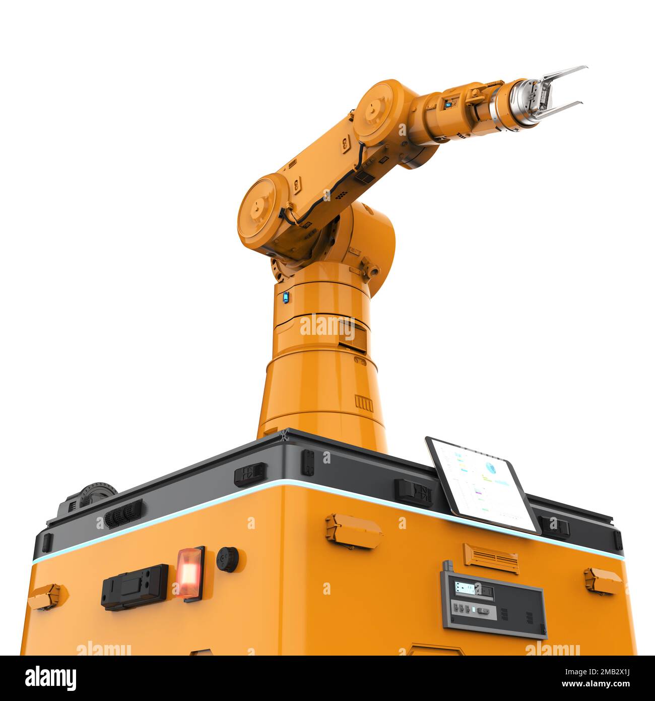 3d rendering portable orange robotic arm with station module Stock ...