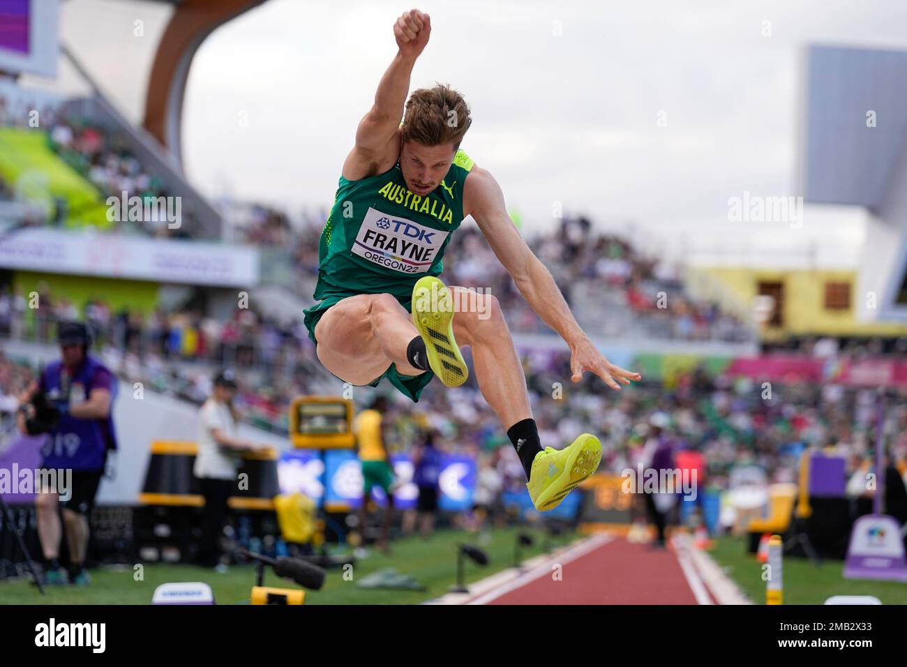 Henry Frayne, of Australia, competes during the men's long jump final ...