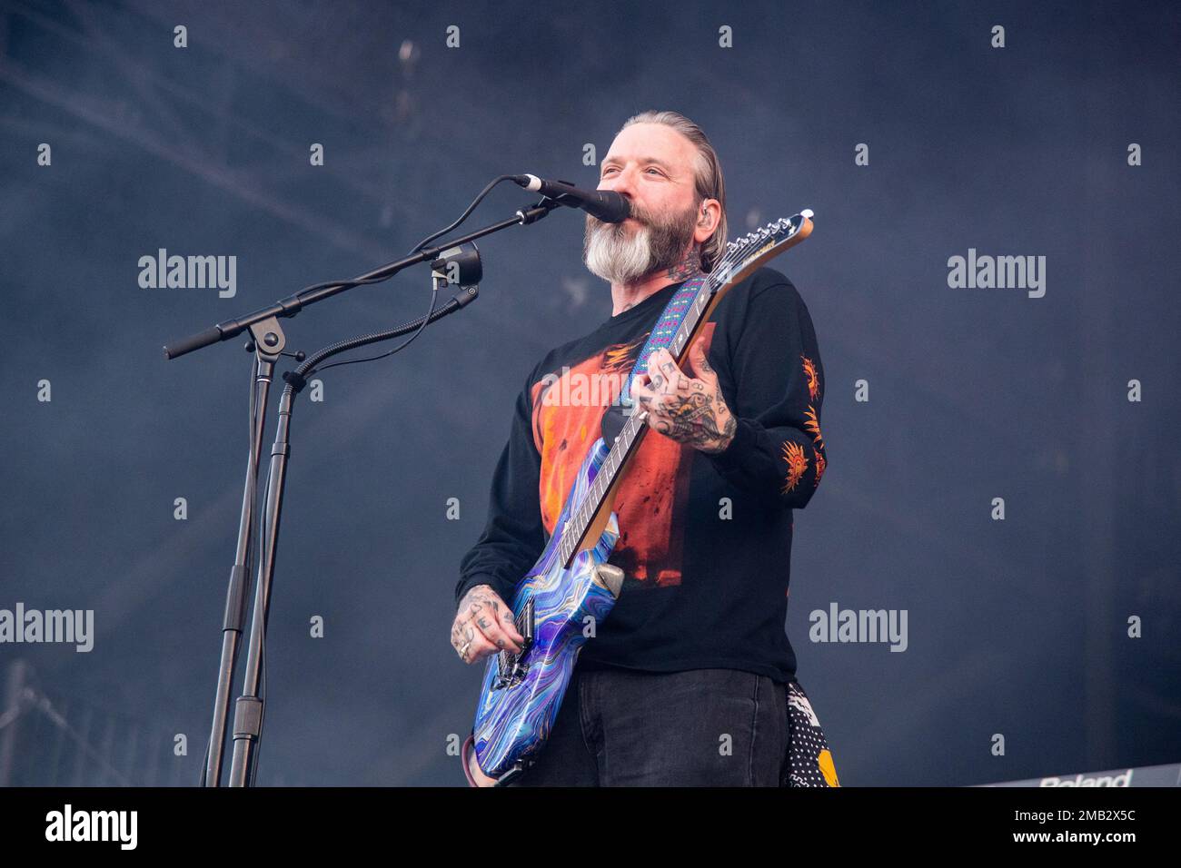 Dallas Green of Alexisonfire performs during the Festival d'ete de ...