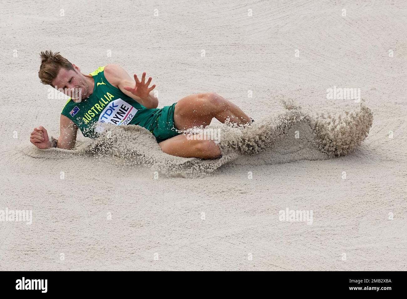 Henry Frayne, of Australia, competes during the men's long jump final ...