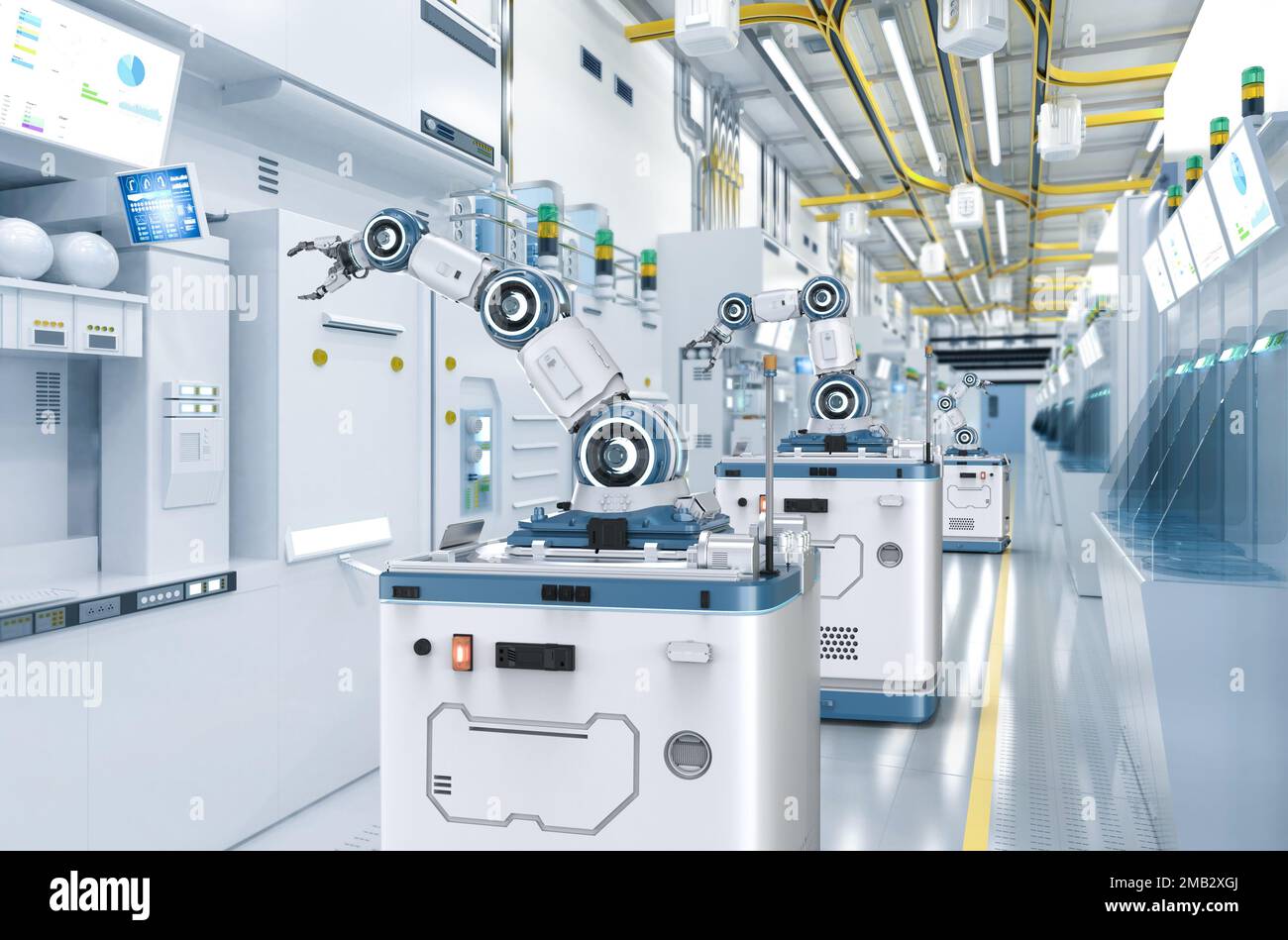 Automation semiconductor manufacturing with 3d rendering robotic arms ...