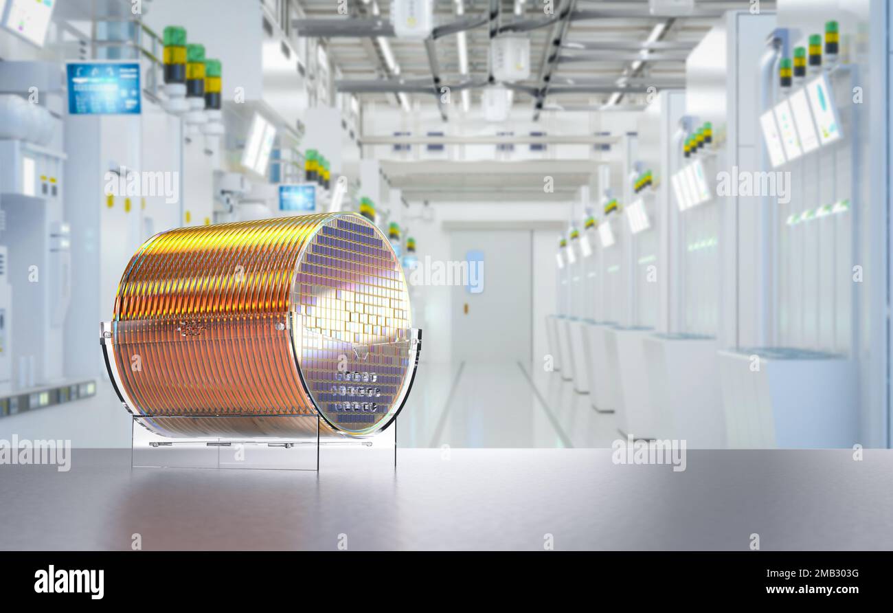 3d rendering stack of silicon wafer plates for semiconductor ...