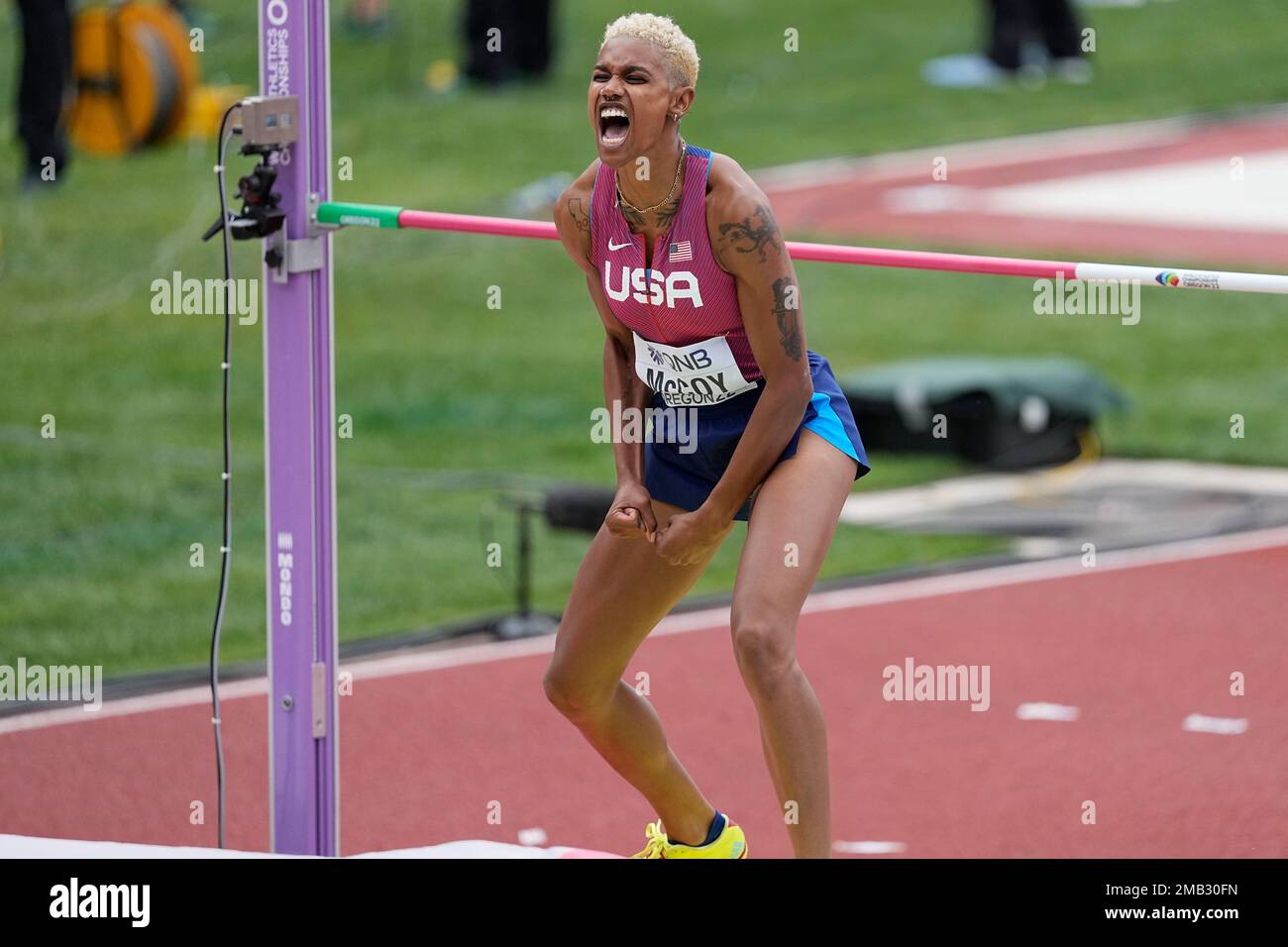 Rachel Mccoy, of the United States, competes during qualifying for the ...