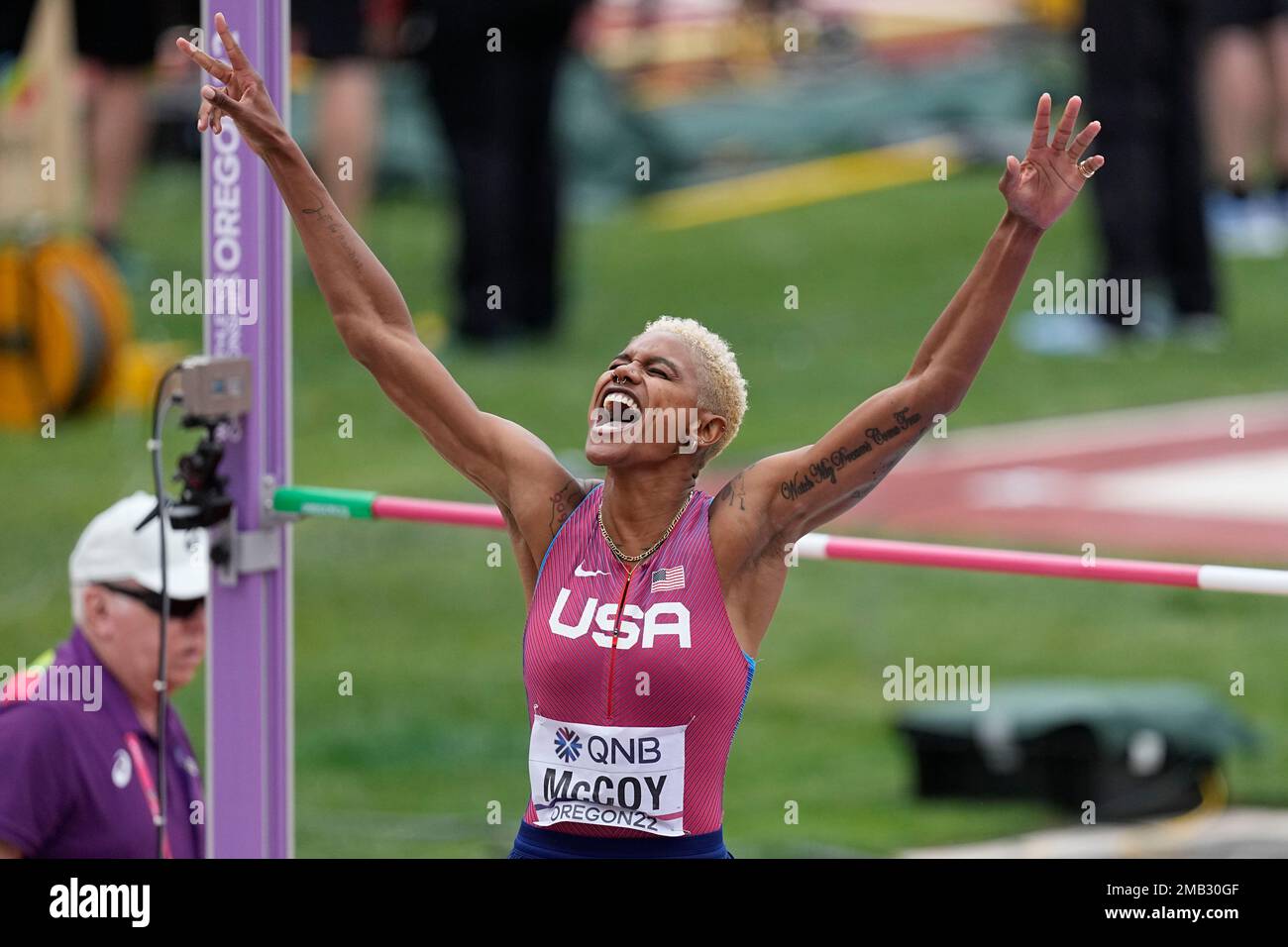 Rachel Mccoy, of the United States, competes during qualifying for the ...
