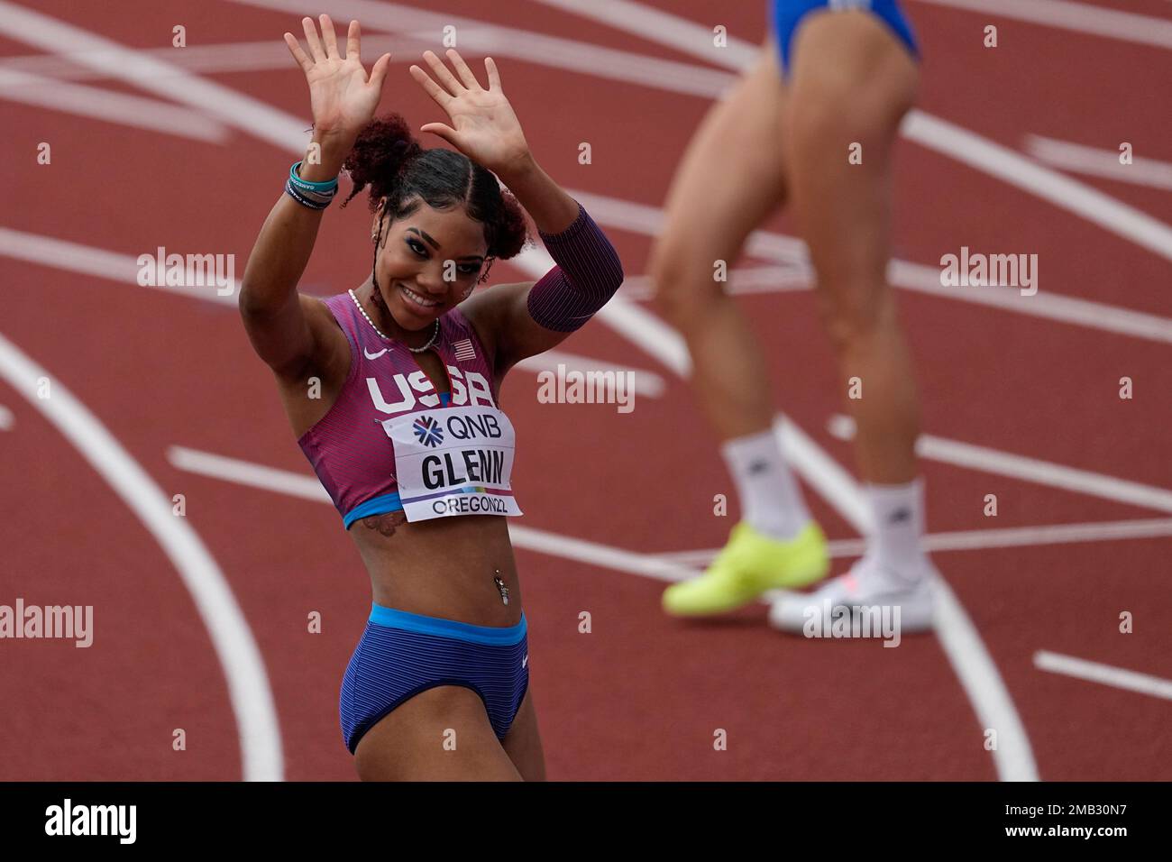 Rachel Glenn, of the United States, competes during qualifying for the ...