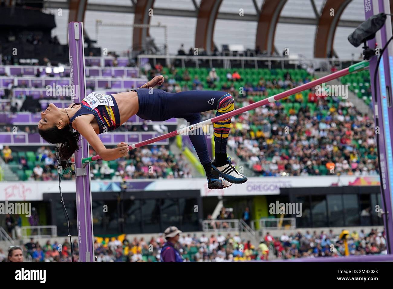 Daniela Stanciu, of Romania, competes during qualifying for the women's ...