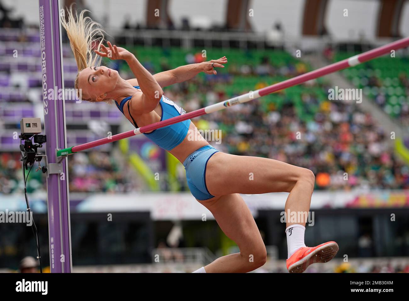 Heta Tuuri, of Finland, competes during qualifying for the women's high ...