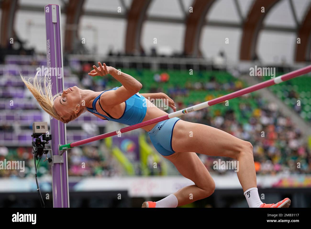 Heta Tuuri, of Finland, competes during qualifying for the women's high ...