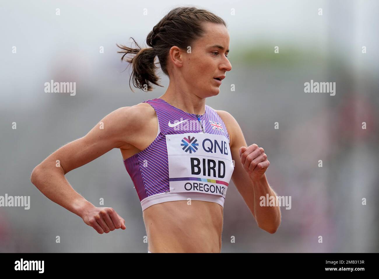 Elizabeth Bird, of Britain, competes during a heat in the women's 3000 ...