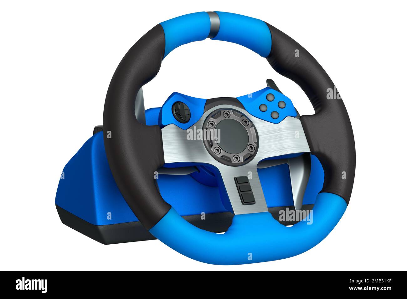 Realistic leather steering wheel isolated on a white background. 3D ...