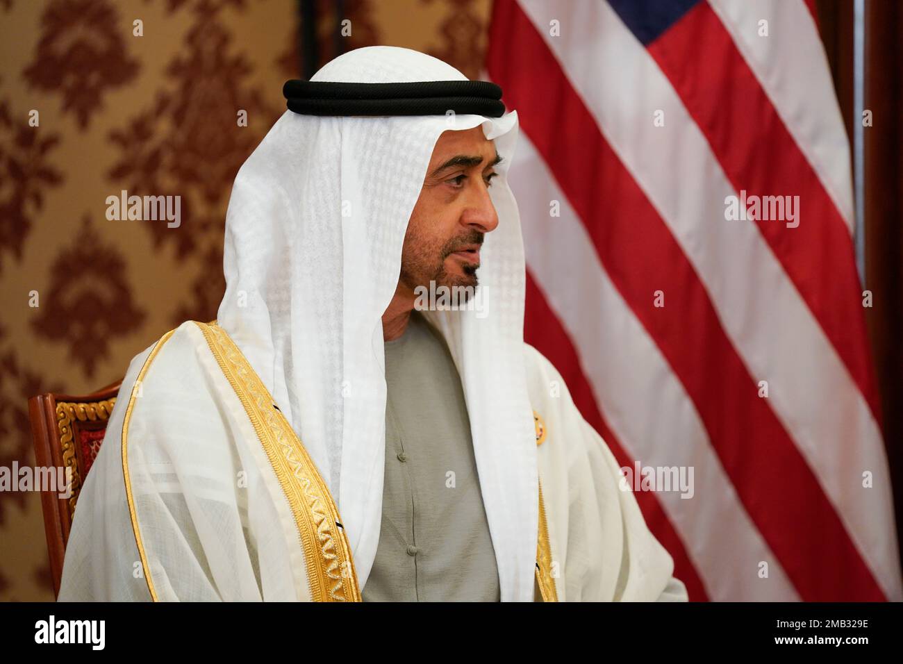 Abu Dhabi's Crown Prince Mohammed bin Zayed Al Nahyan sits during a ...