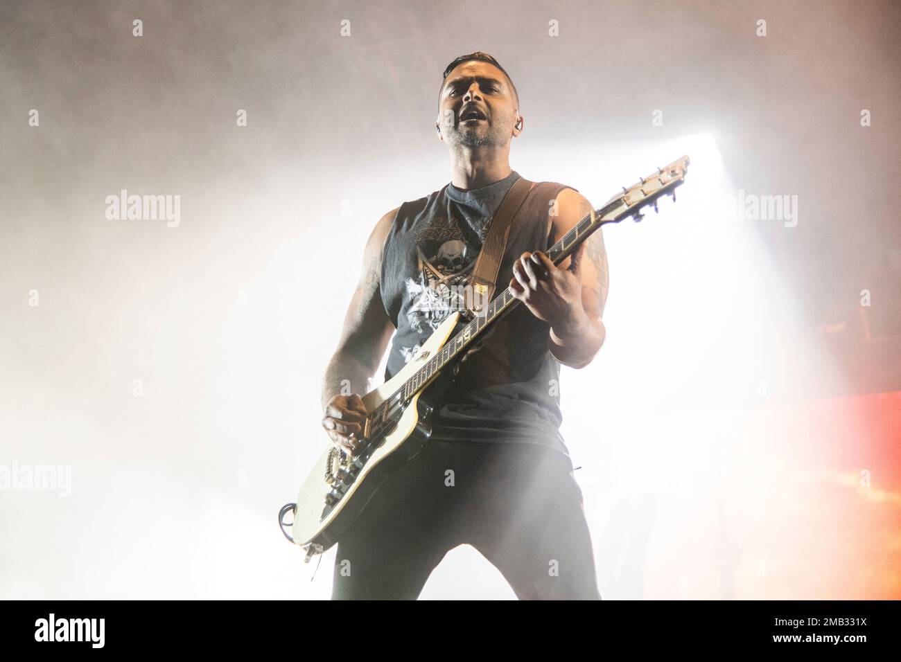 Dave Baksh of Sum 41 performs during the Festival d'été de Québec on ...