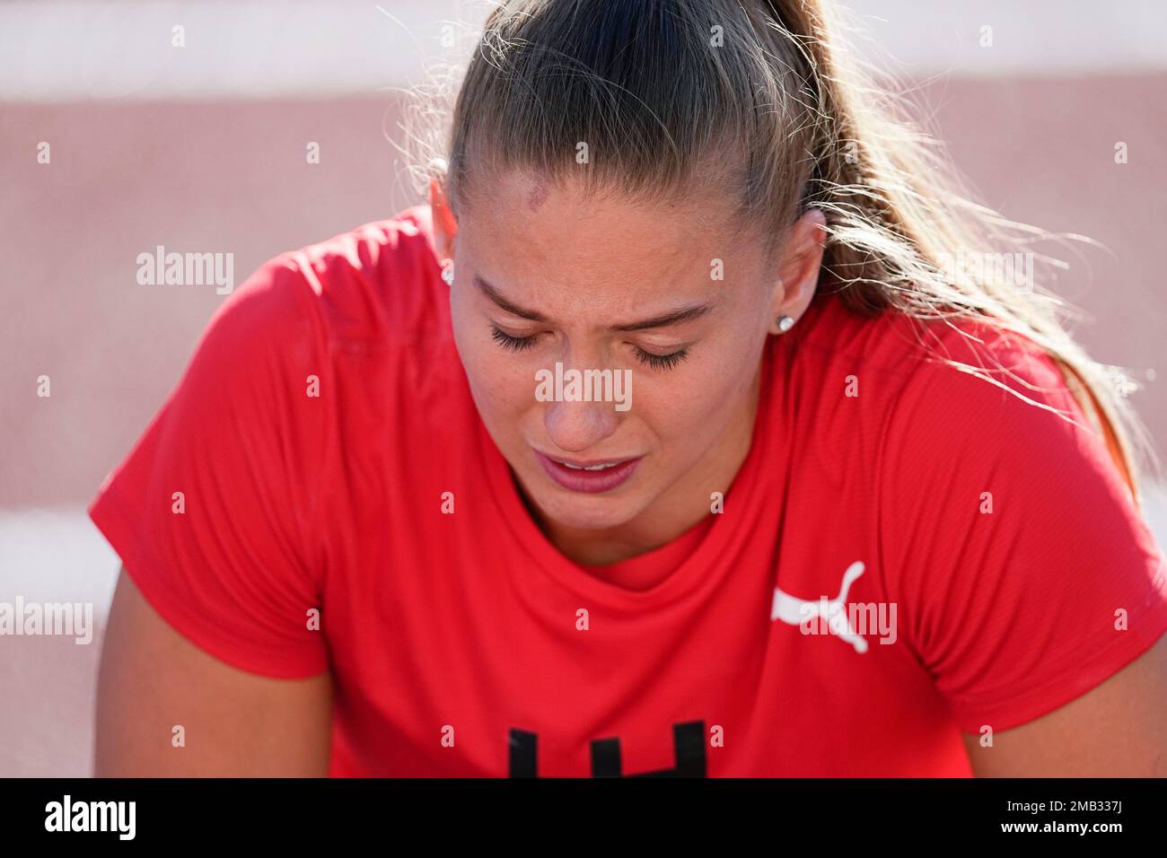 Angelica Moser, of Switzerland, competes in the pole vault at the World ...