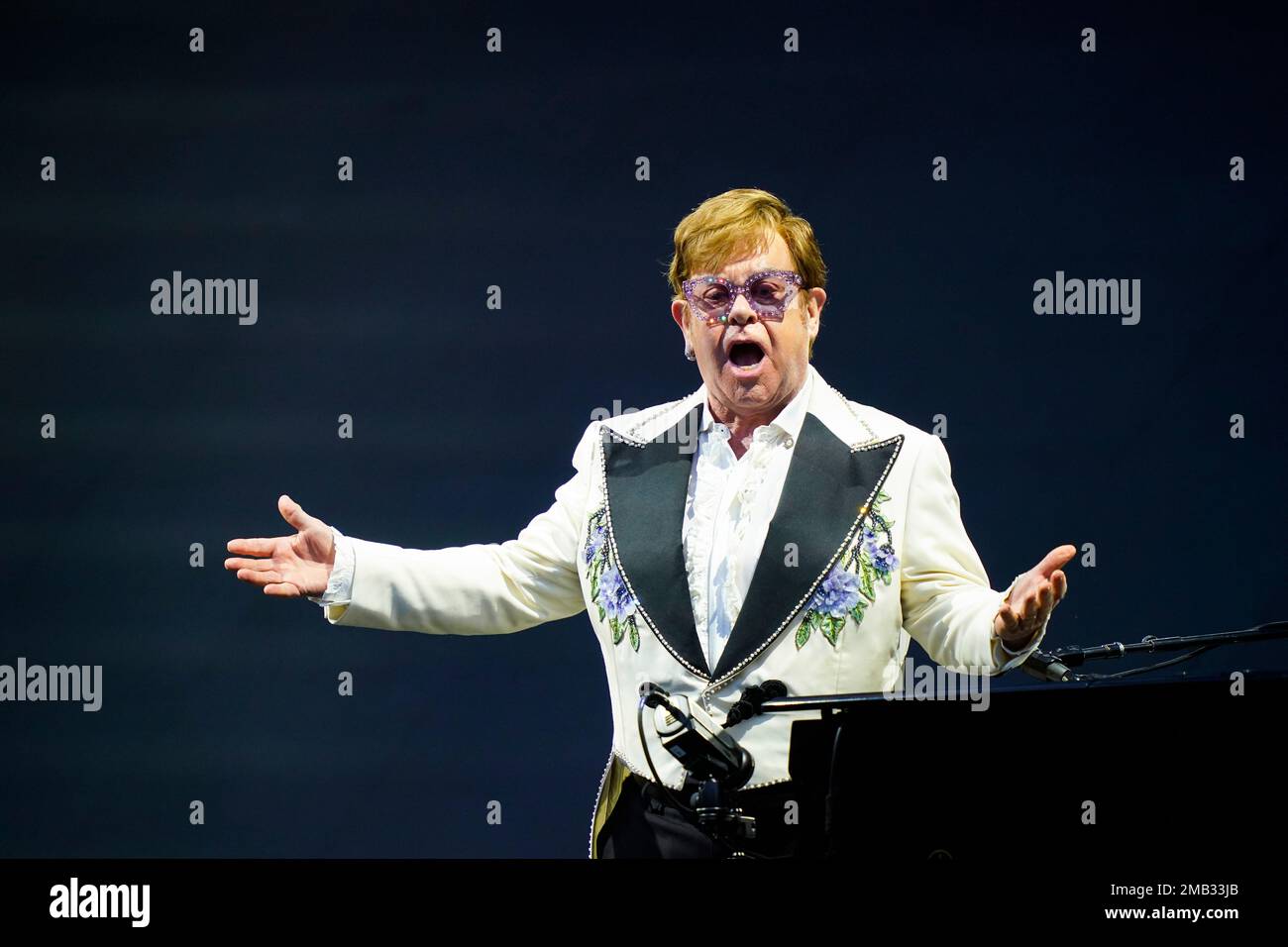 Elton John performs during his "Farewell Yellow Brick Road," tour ...