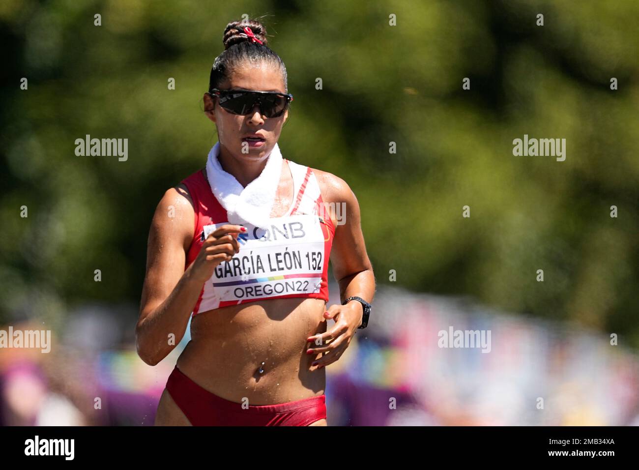 Kimberly Garcia Leon, of Peru, competes during the women's 20km race ...