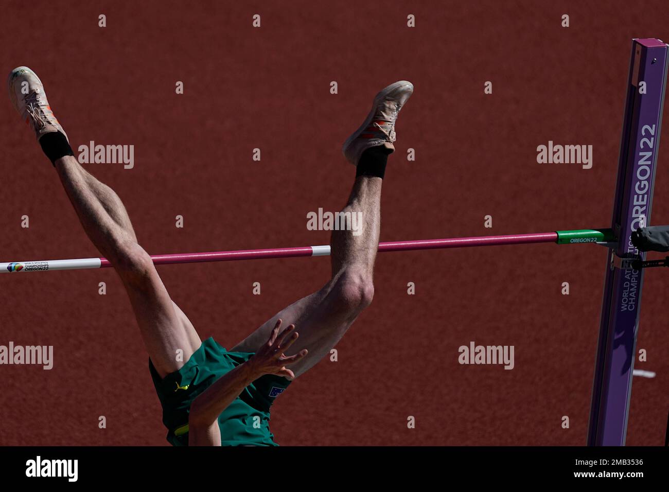 Joel Baden, of Australia, competes in the high jump at the World ...
