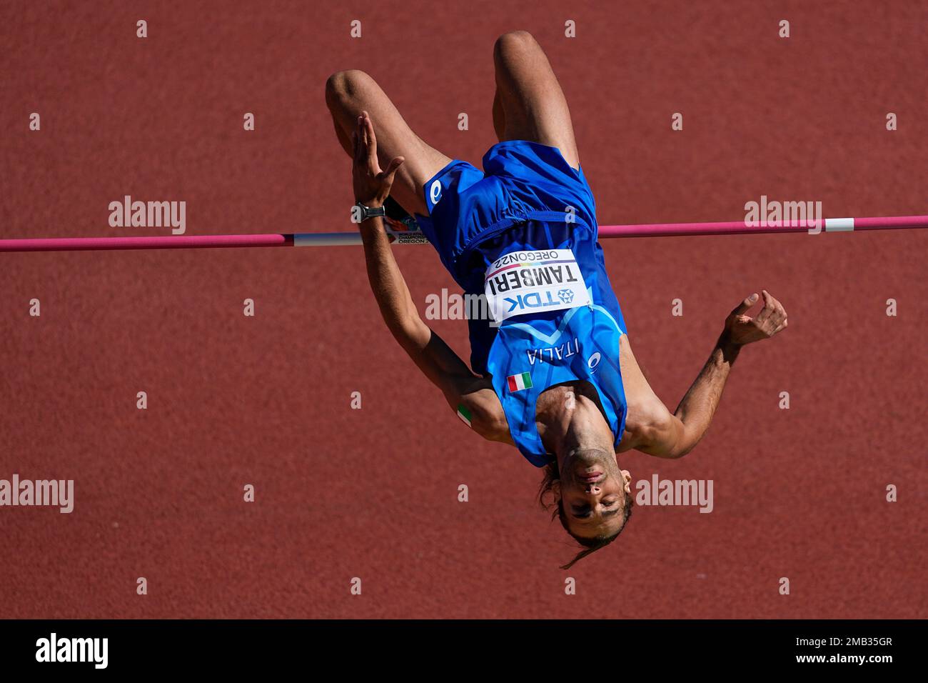 Gianmarco Tamberi, of Italy, competes in the high jump at the World ...