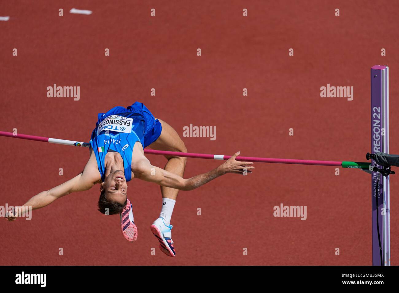 Marco Fassinotti, of Italy, competes in the high jump at the World ...