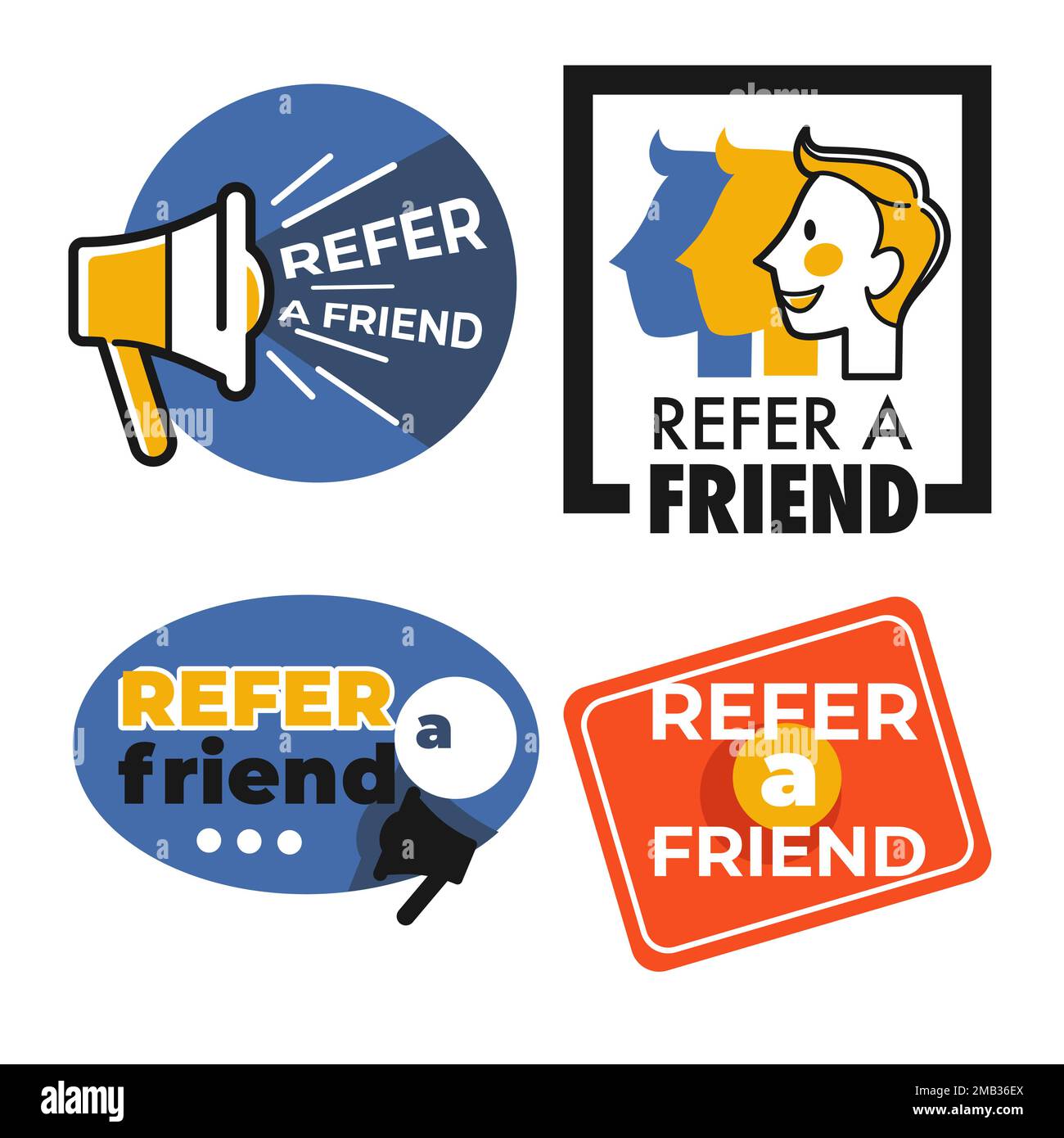Refer friend isolated icons share information man head and loudspeaker Stock Vector Image & Art ...