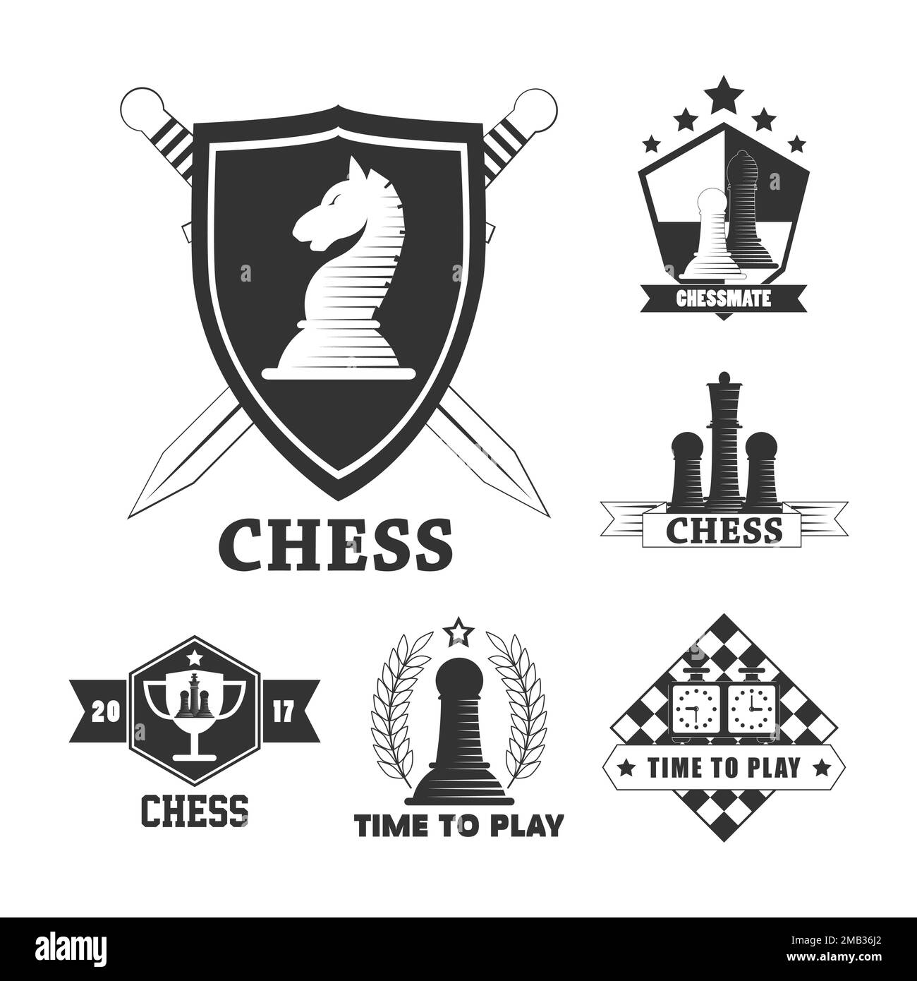 Chess game isolated icons sword and shields game pieces Stock Vector ...